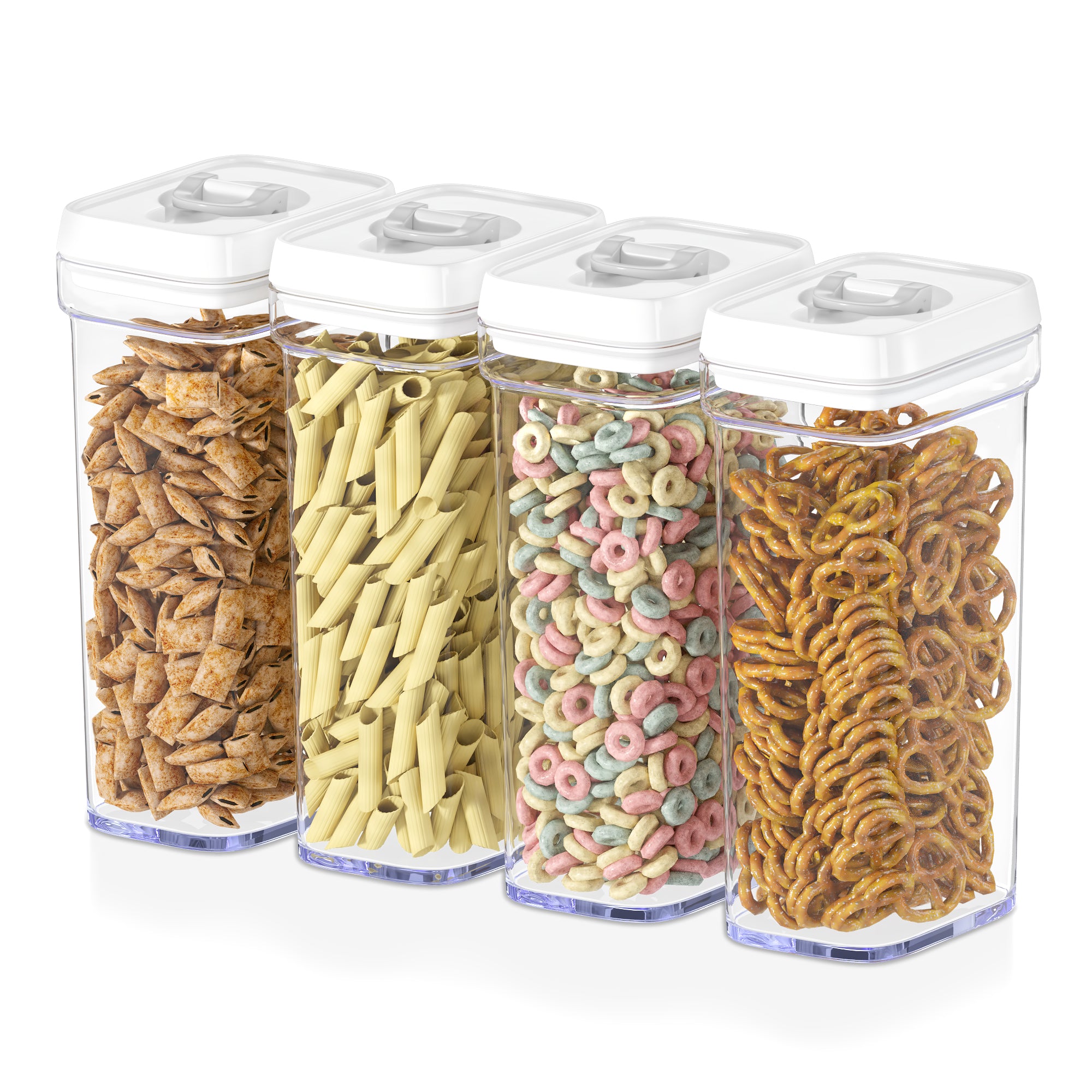 Airtight Food Storage Containers with White Lids – 4 Piece Set – Dwellza